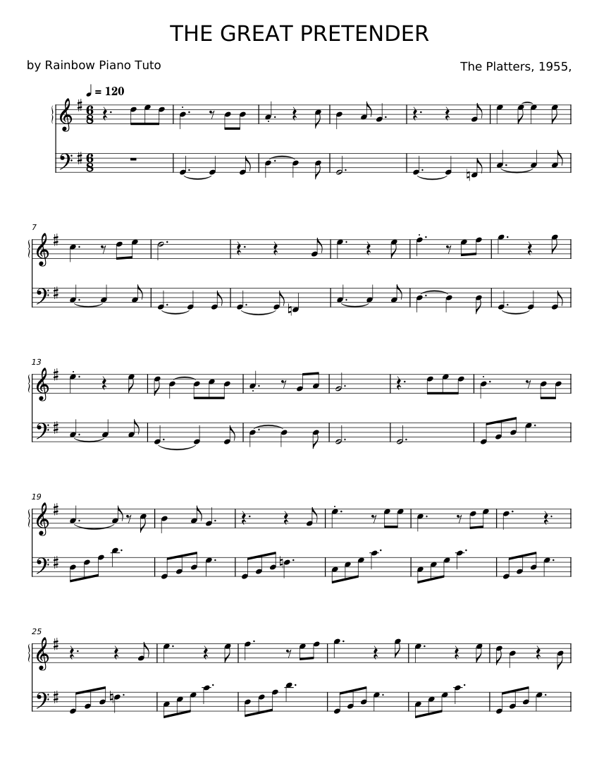The great pretender - The Platters Sheet music for Piano (Piano Duo ...