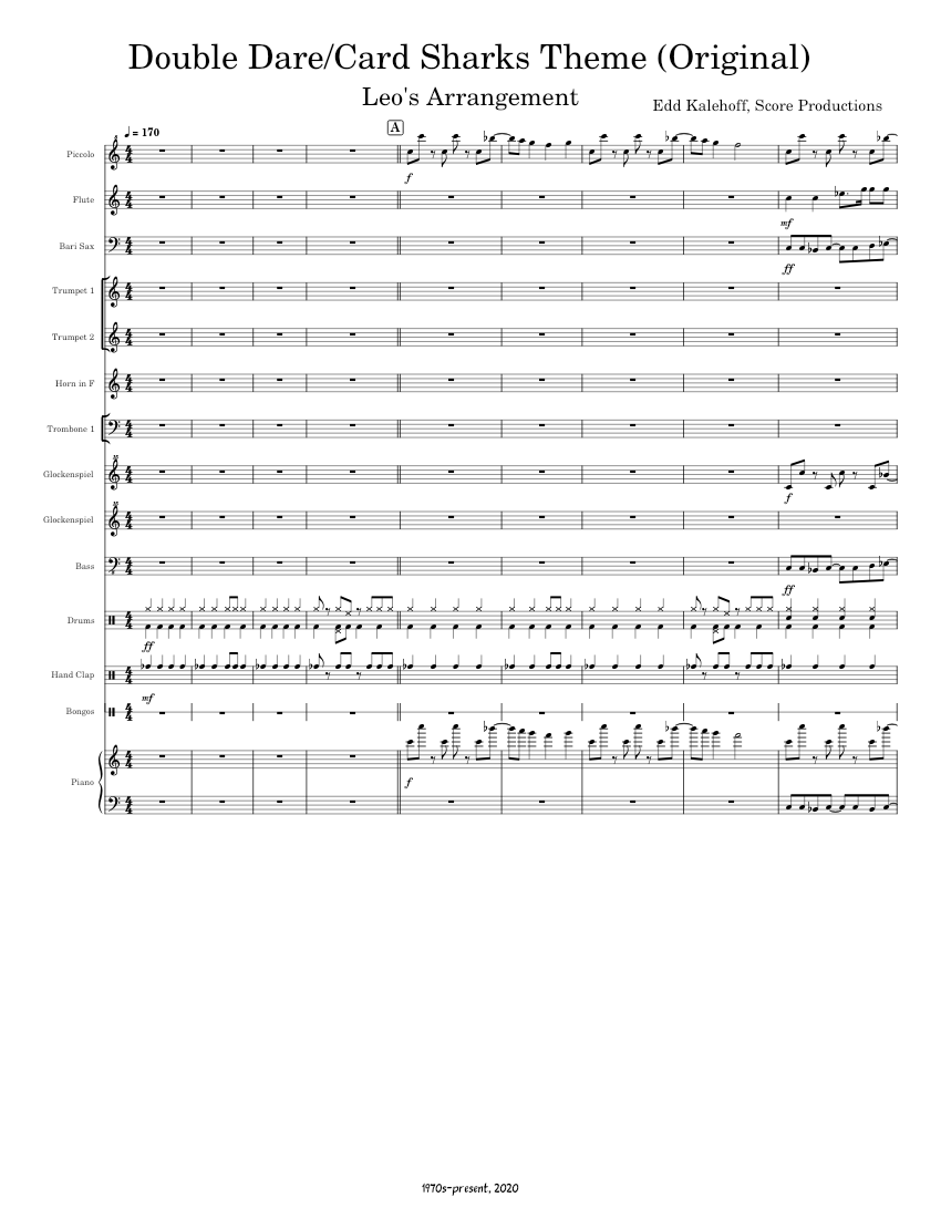 Arrangement: Card Sharks/Double Dare (Theme) Sheet music for Piano ...