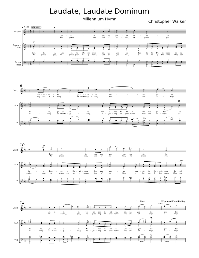Laudate, Laudate Dominum - Christopher Walker Sheet Music with Chords ...