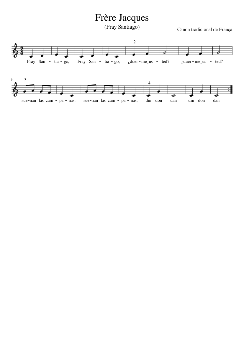Frère Jacques MUSE Sheet music for Flute (Solo) | Musescore.com