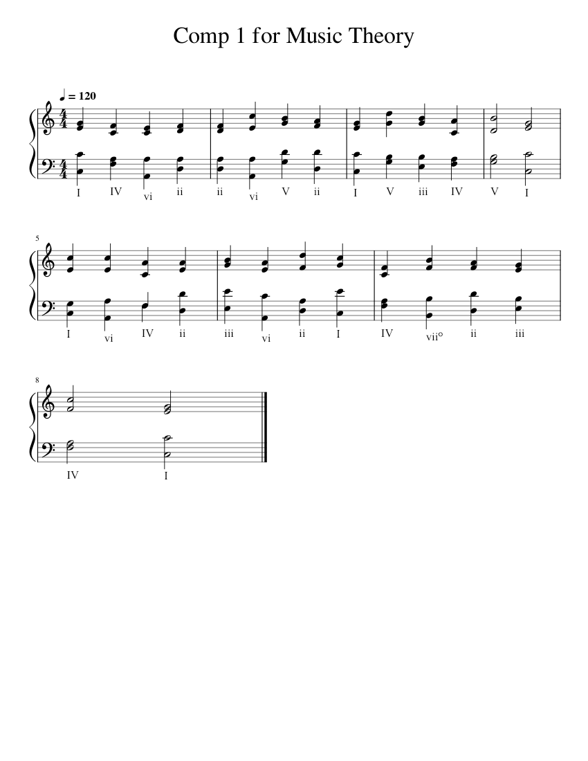Comp 1 for Music Theory Sheet music for Piano (Solo) Easy | Musescore.com