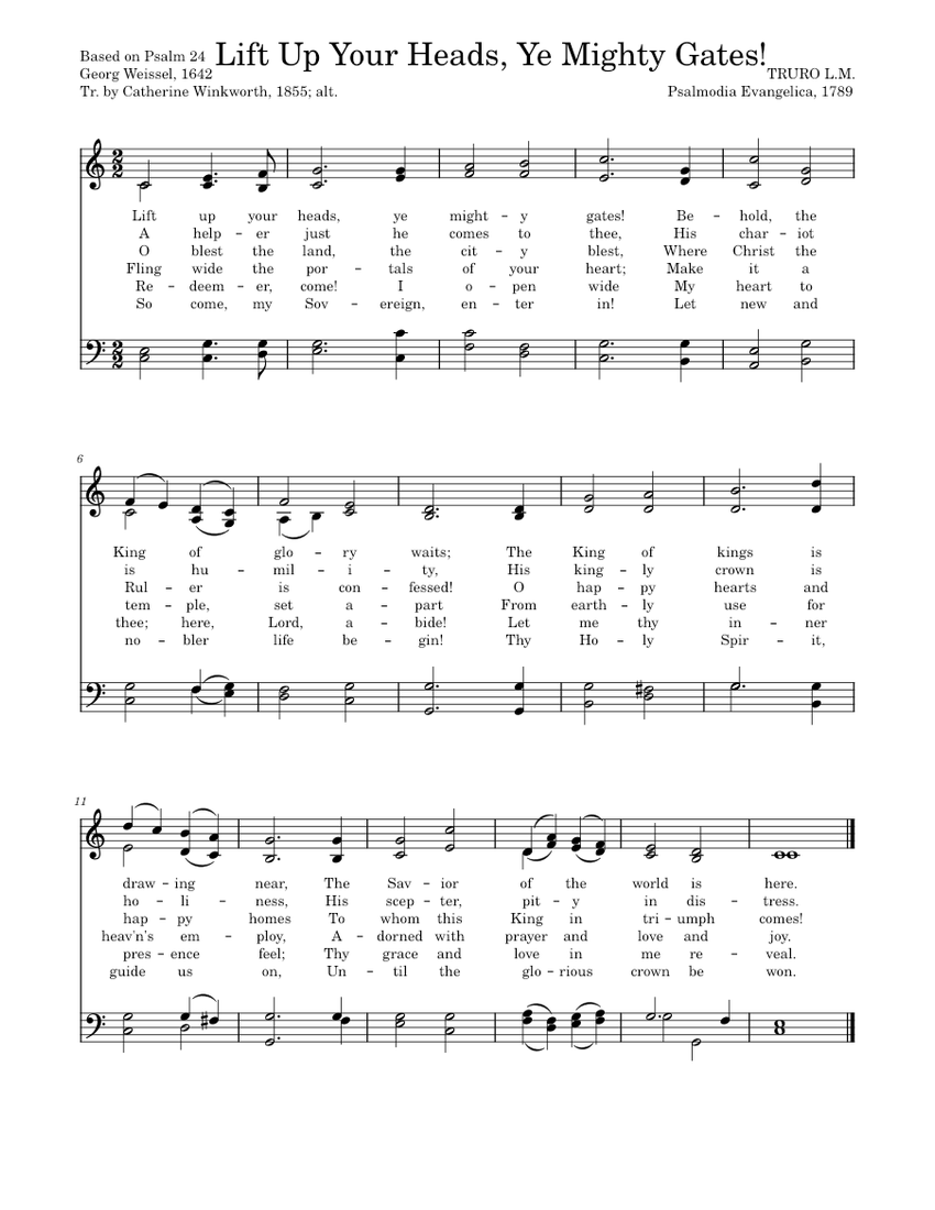 TH 198 Lift Up Your Heads, Ye Mighty Gates! Sheet music for Piano ...