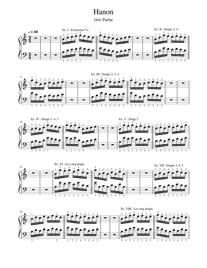 Hanon - Partie 1 Sheet music for Piano (Solo) | Musescore.com