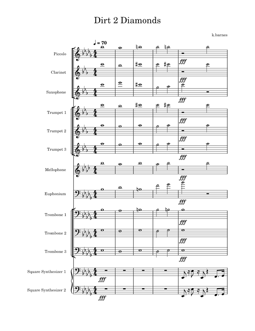 Dirt 2 Diamonds -doe b Sheet music for Trombone, Euphonium, Mellophone ...