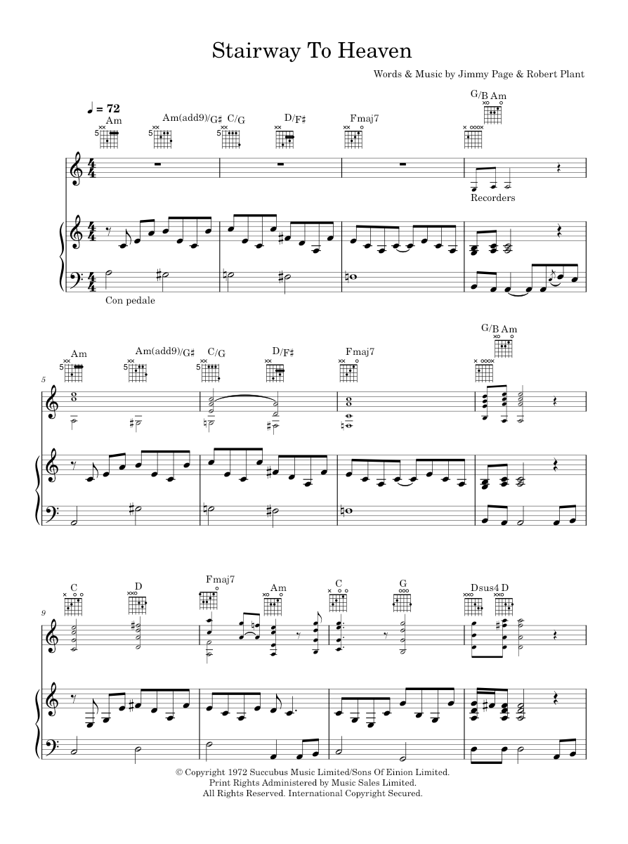 Play Official version of Stairway to Heaven sheet music by Led Zeppelin ...