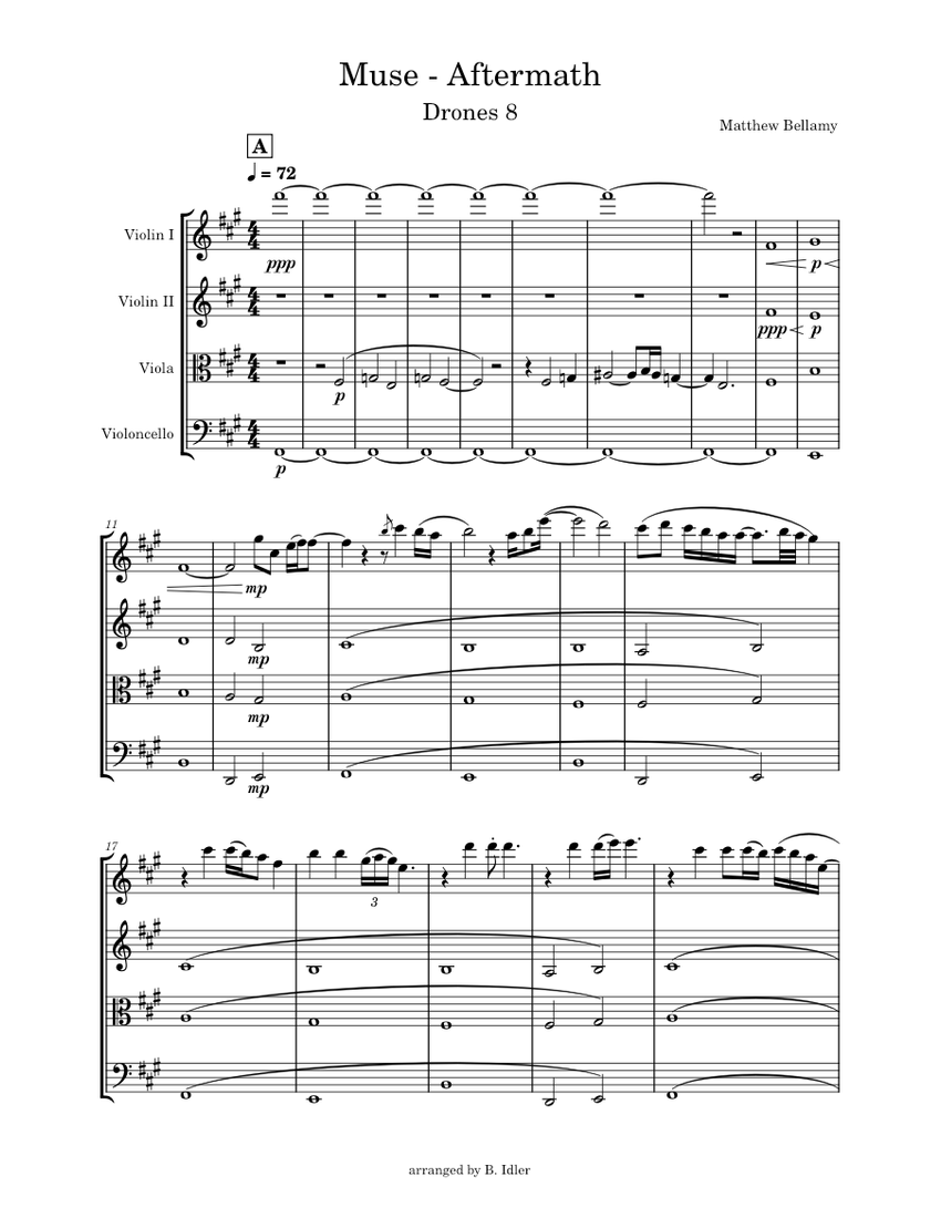 Aftermath – Muse Sheet music for Violin, Viola, Cello (String Quartet ...