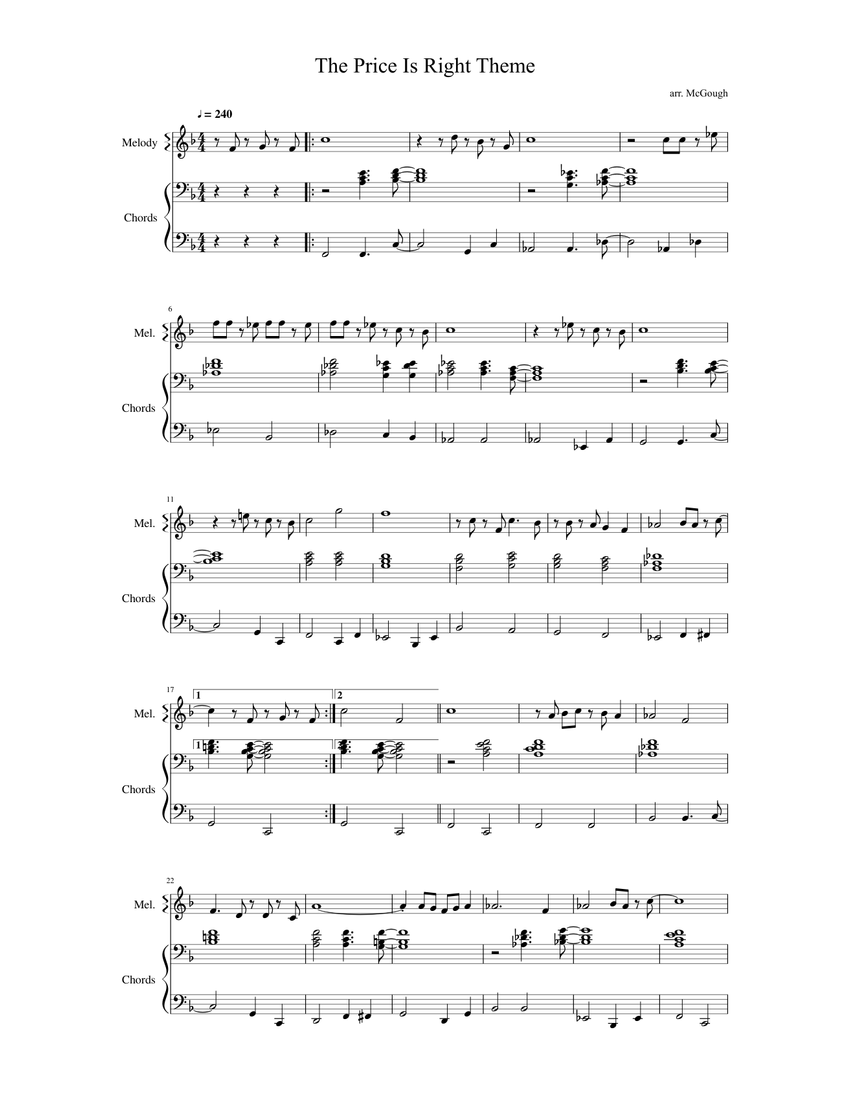 The Price Is Right Theme Sheet music for Piano, Melodica (Solo ...