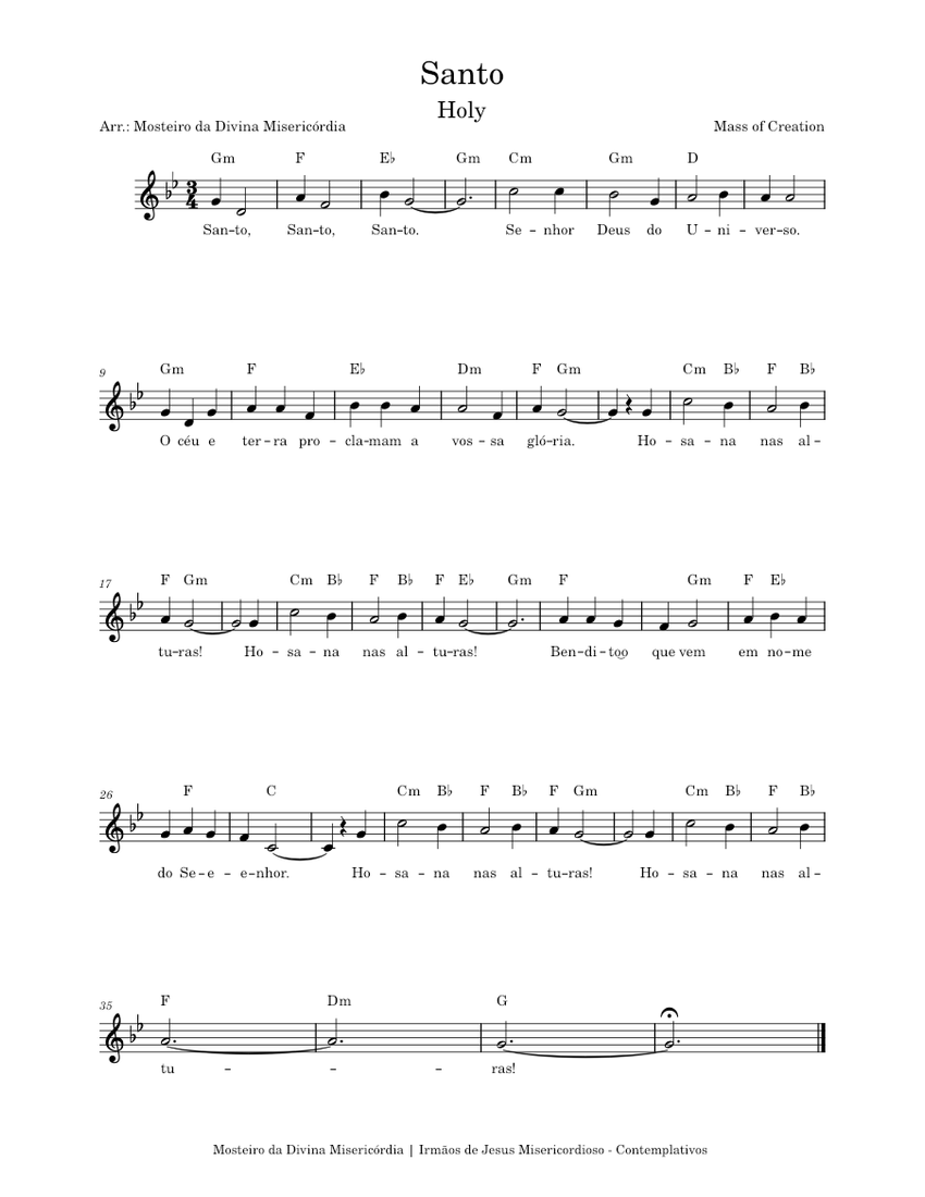 Holy - Mass of Creation Sheet music for Piano (Solo) Easy | Musescore.com