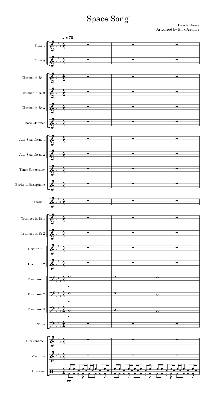 Space song – Beach House Sheet music for Piano, Trombone, Tuba, Flute ...