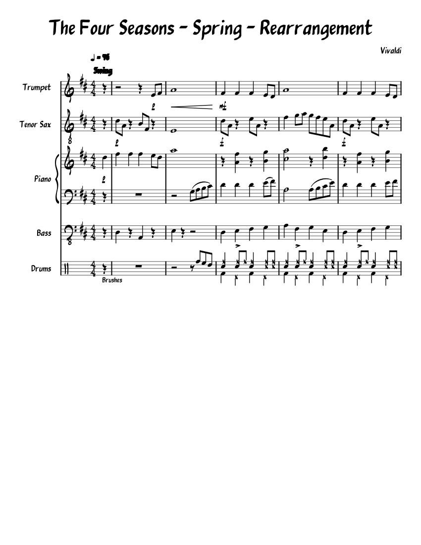 The Four Seasons Spring Re-Arrangment Sheet music for Piano, Saxophone ...