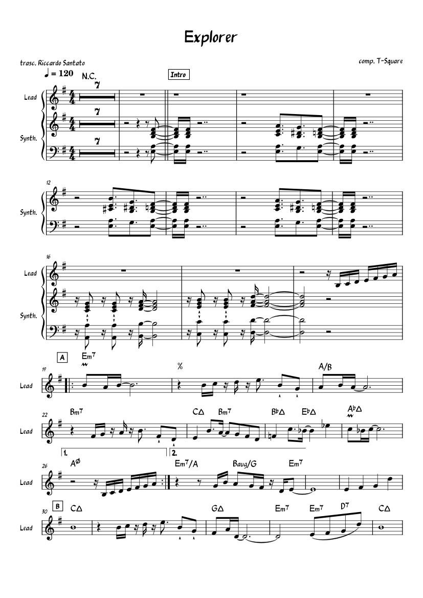 Explorer - T-Square Sheet Music with Chords for Piano, Brass group ...