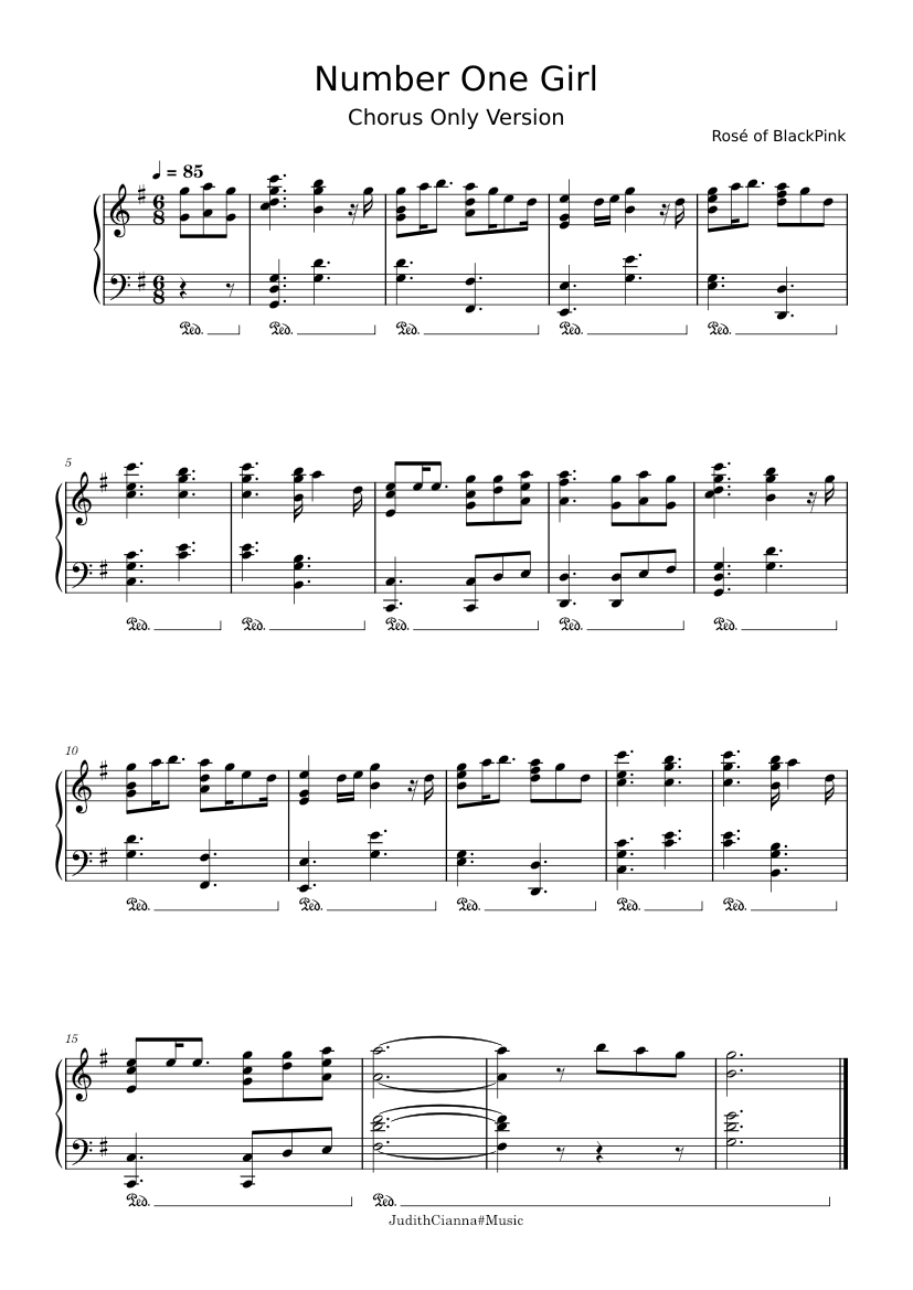 Number One Girl - Rosé Sheet Music for Piano (Solo) easy | MuseScore.com