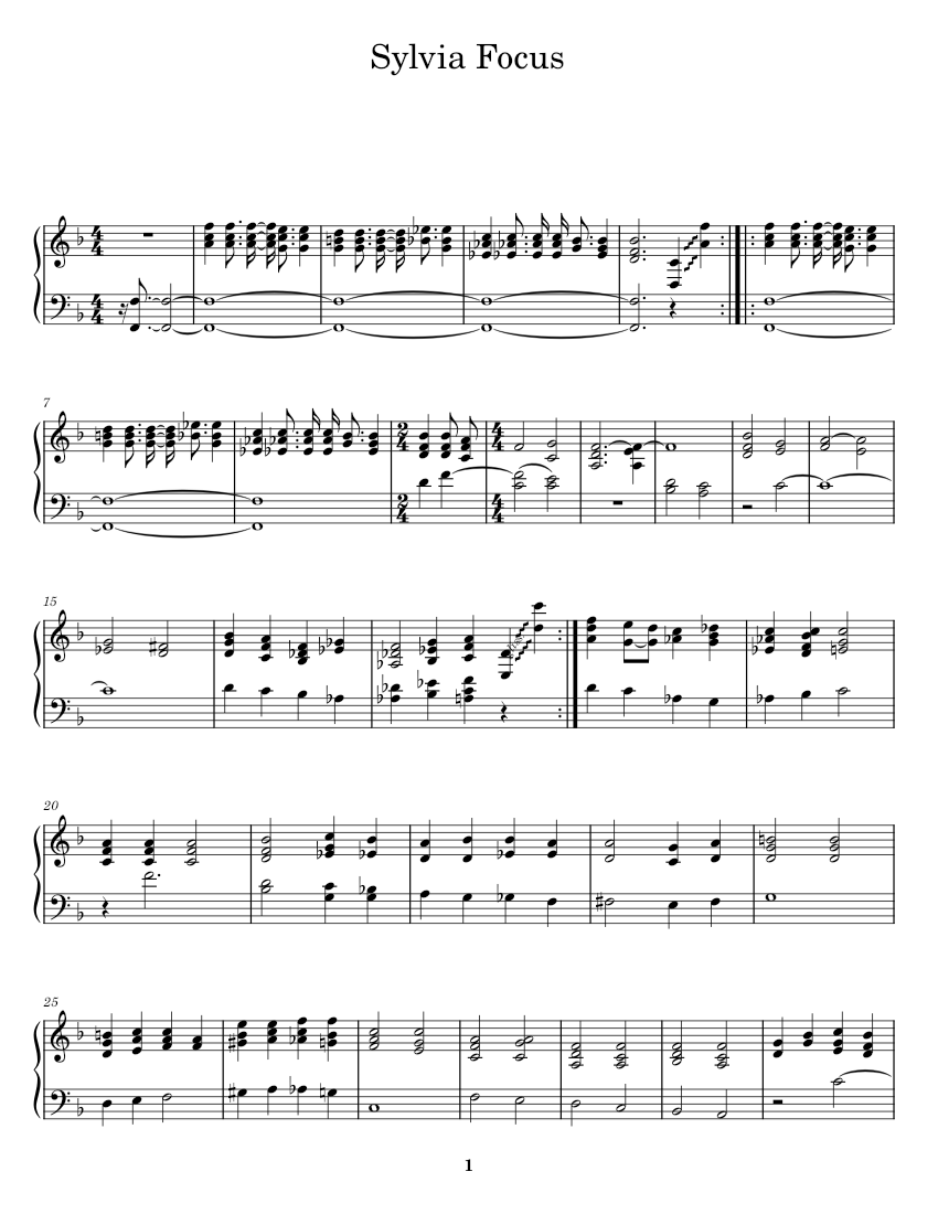 Sylvia Focus Sheet Music for Piano (Solo) | MuseScore.com