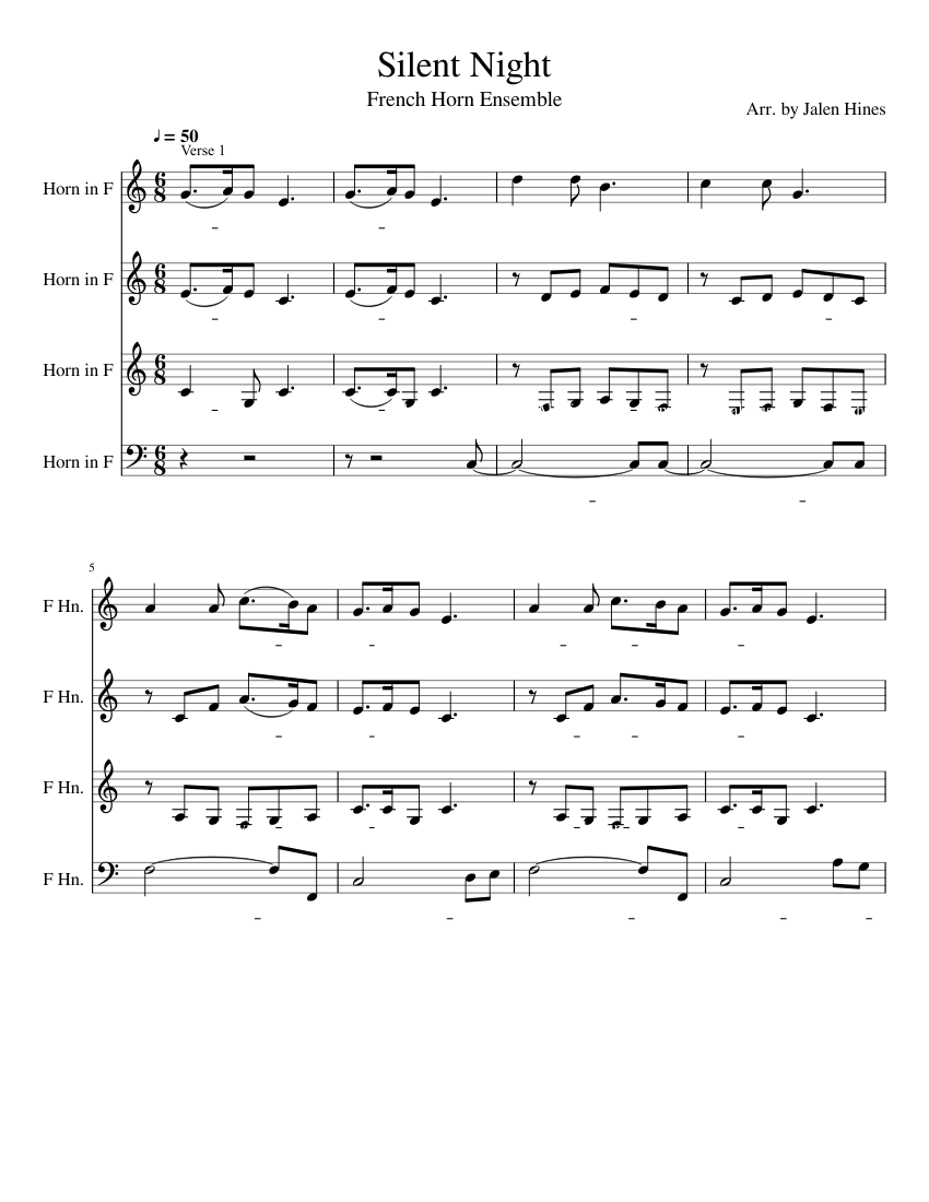 Silent Night Sheet music for French horn (Mixed Quartet) | Musescore.com