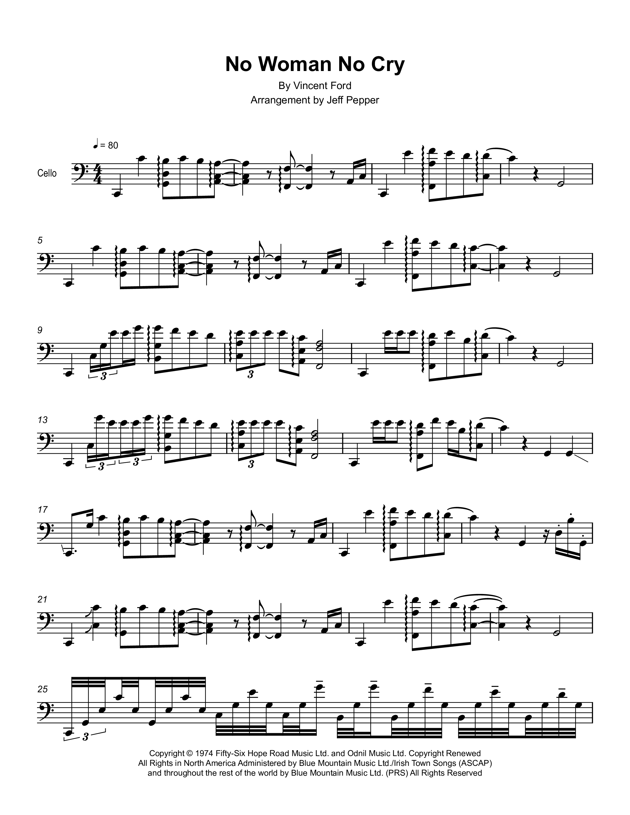 Play Official version of No woman no cry Sheet Music by Bob Marley for ...