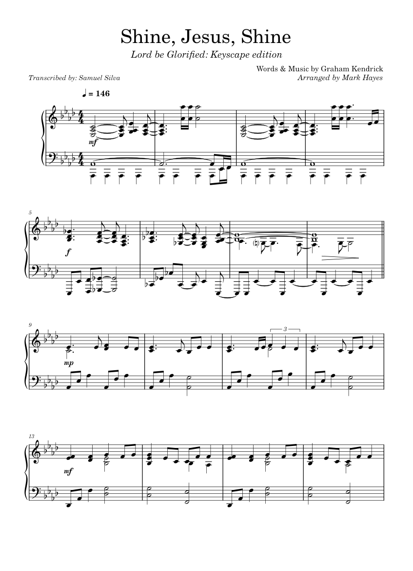 Shine, Jesus, Shine - Arr. Mark Hayes Sheet music for Piano (Solo ...
