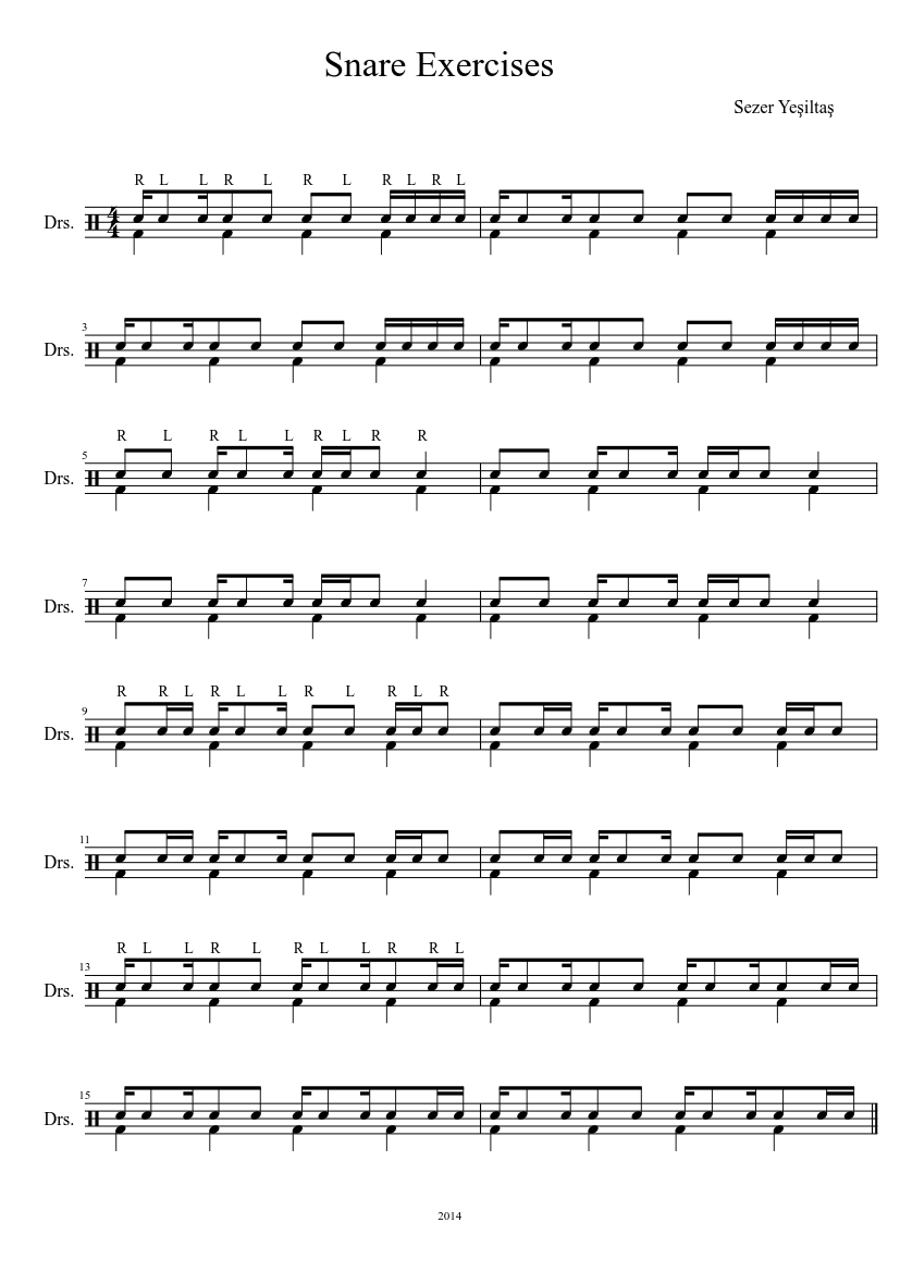 Snare Exercises Sheet music for Drum group (Solo) | Musescore.com