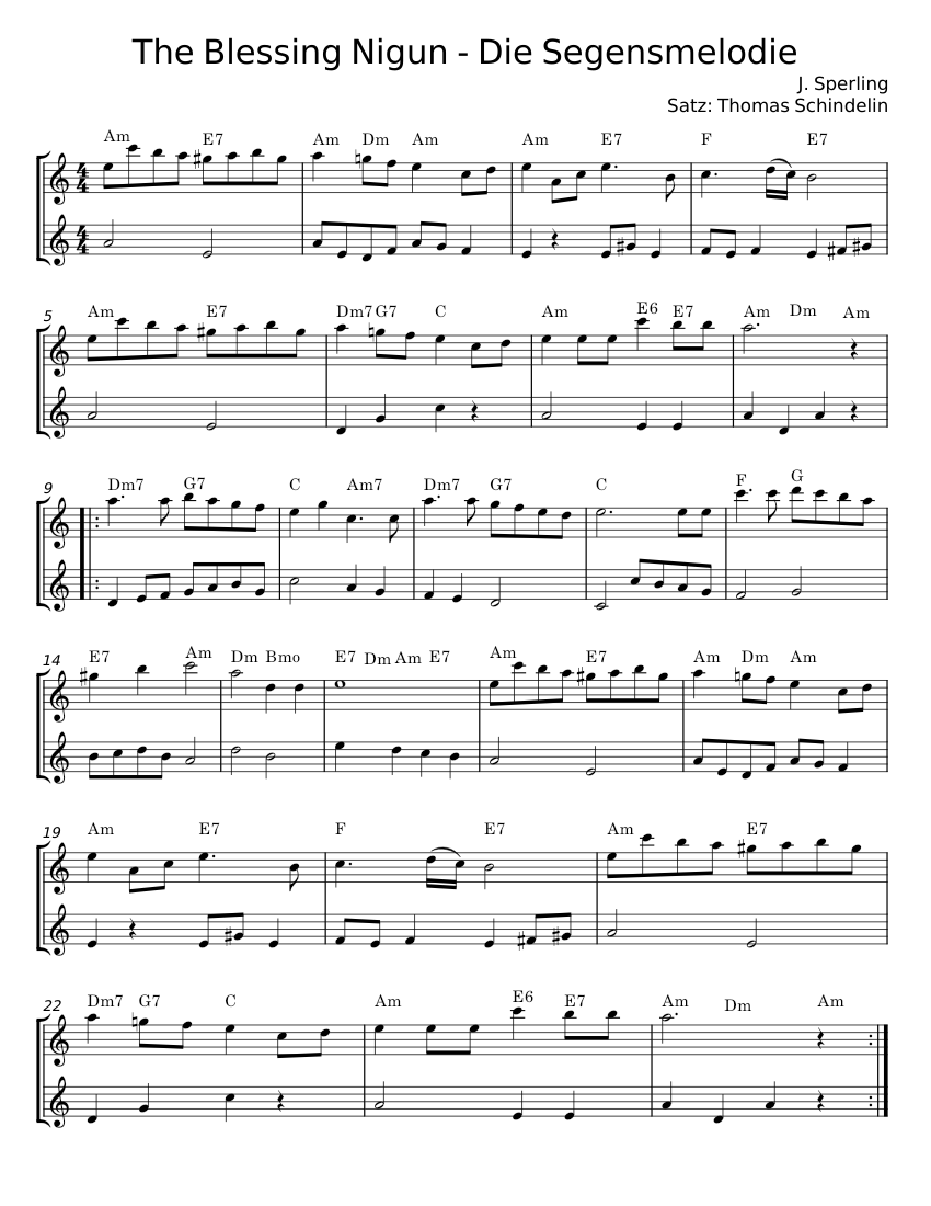 The Blessing Nigun – J. Sperling Sheet music for Piano (Piano Duo ...