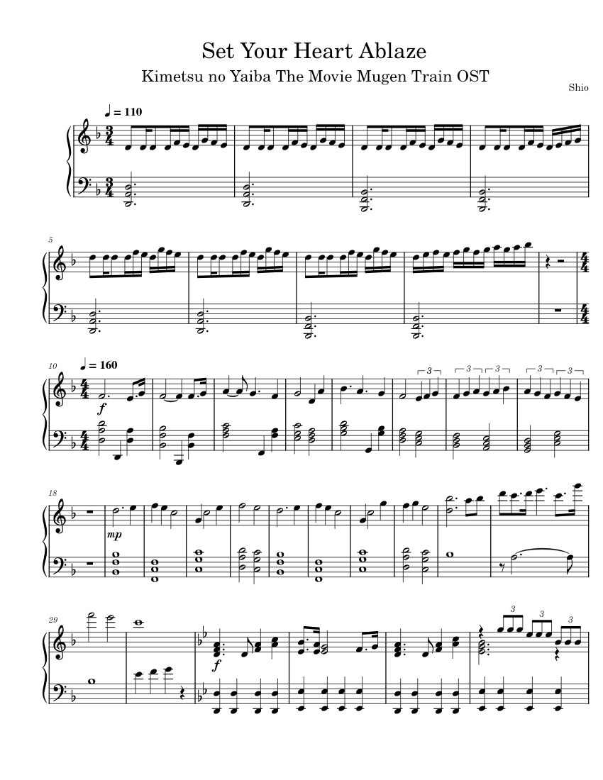 Set Your Heart Ablaze Sheet music for Piano (Solo) | Musescore.com