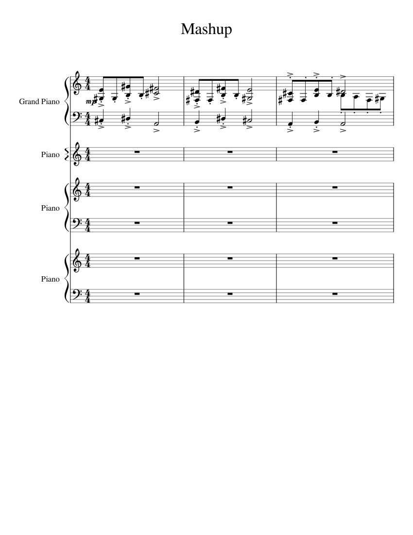 Mashup Sheet music for Piano (Mixed Quartet) | Musescore.com