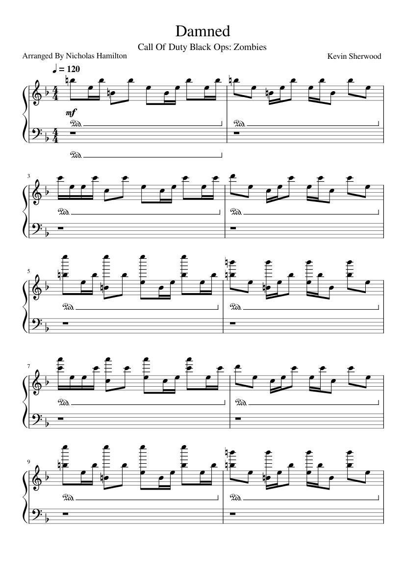 Damned Sheet Music for Piano (Solo) | MuseScore.com