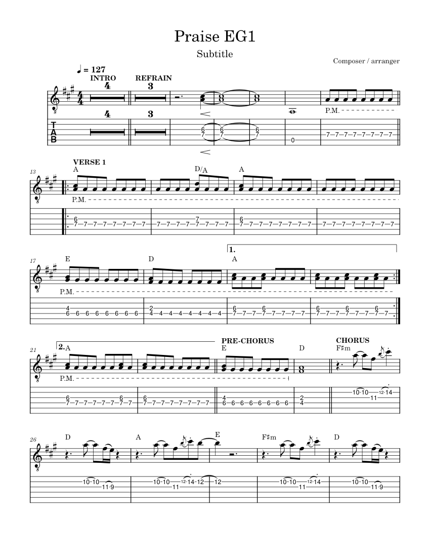Praise EG1 – Elevation Worship Sheet Music and Tab with Chords for ...