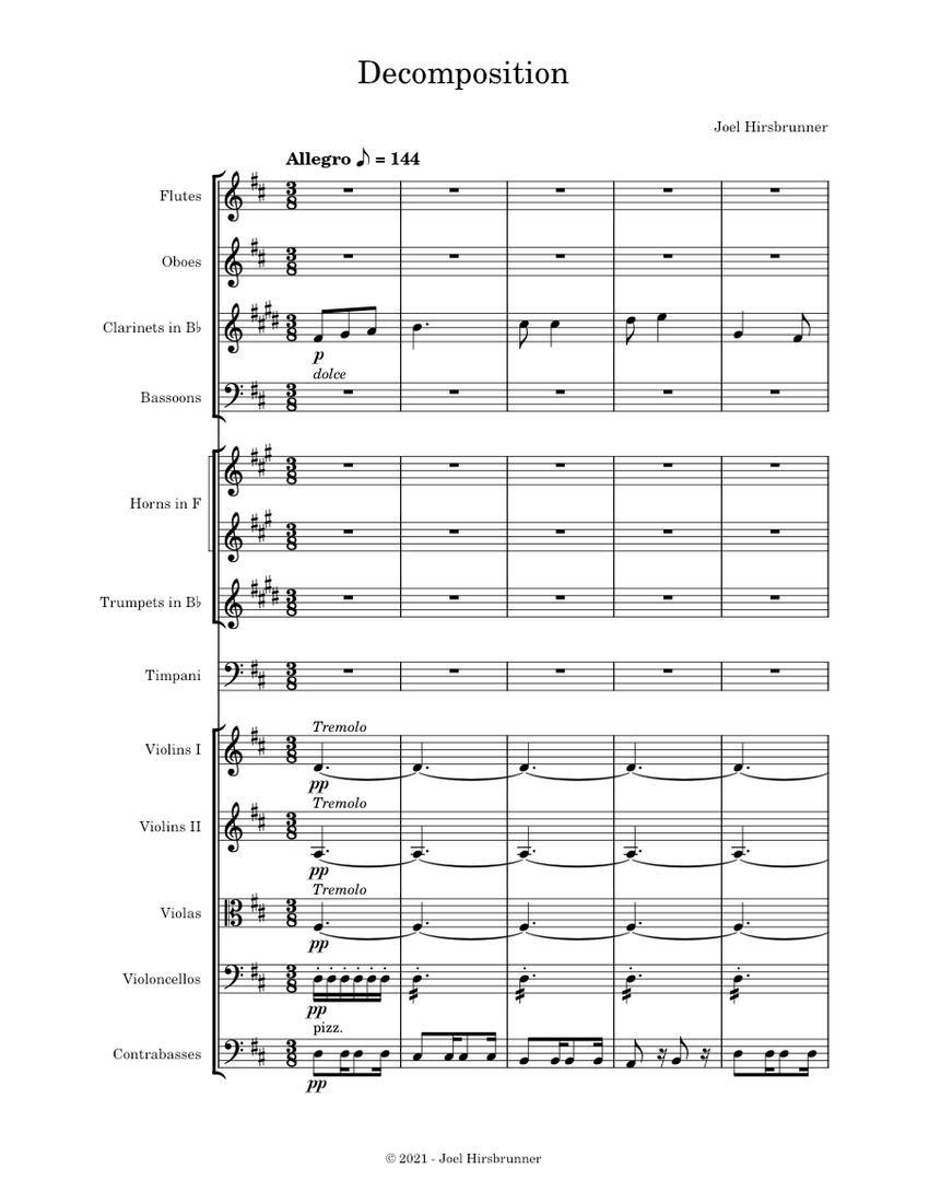 Decomposition Sheet music for Flute, Oboe, Clarinet in b-flat, Bassoon ...