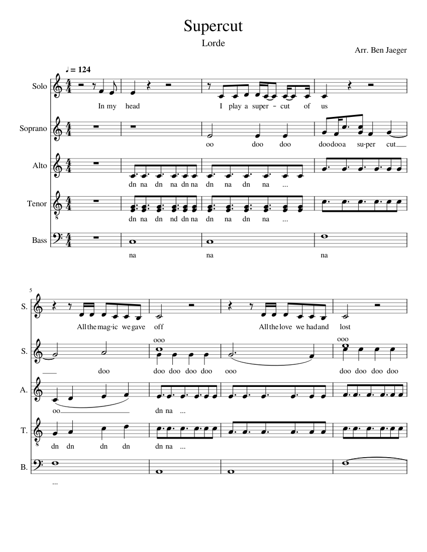 Supercut - Lorde Sheet music for Piano (A Capella) | Musescore.com