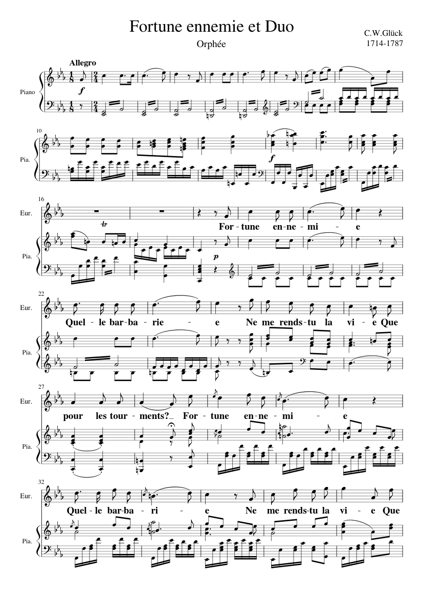 Fortune_ennemie_et_Duo Sheet music for Piano, Soprano, Vocals (Mixed ...
