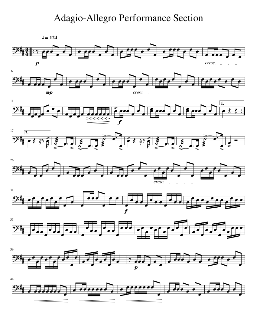Adagio-Allegro Performance Section Sheet music for Timpani (Solo ...