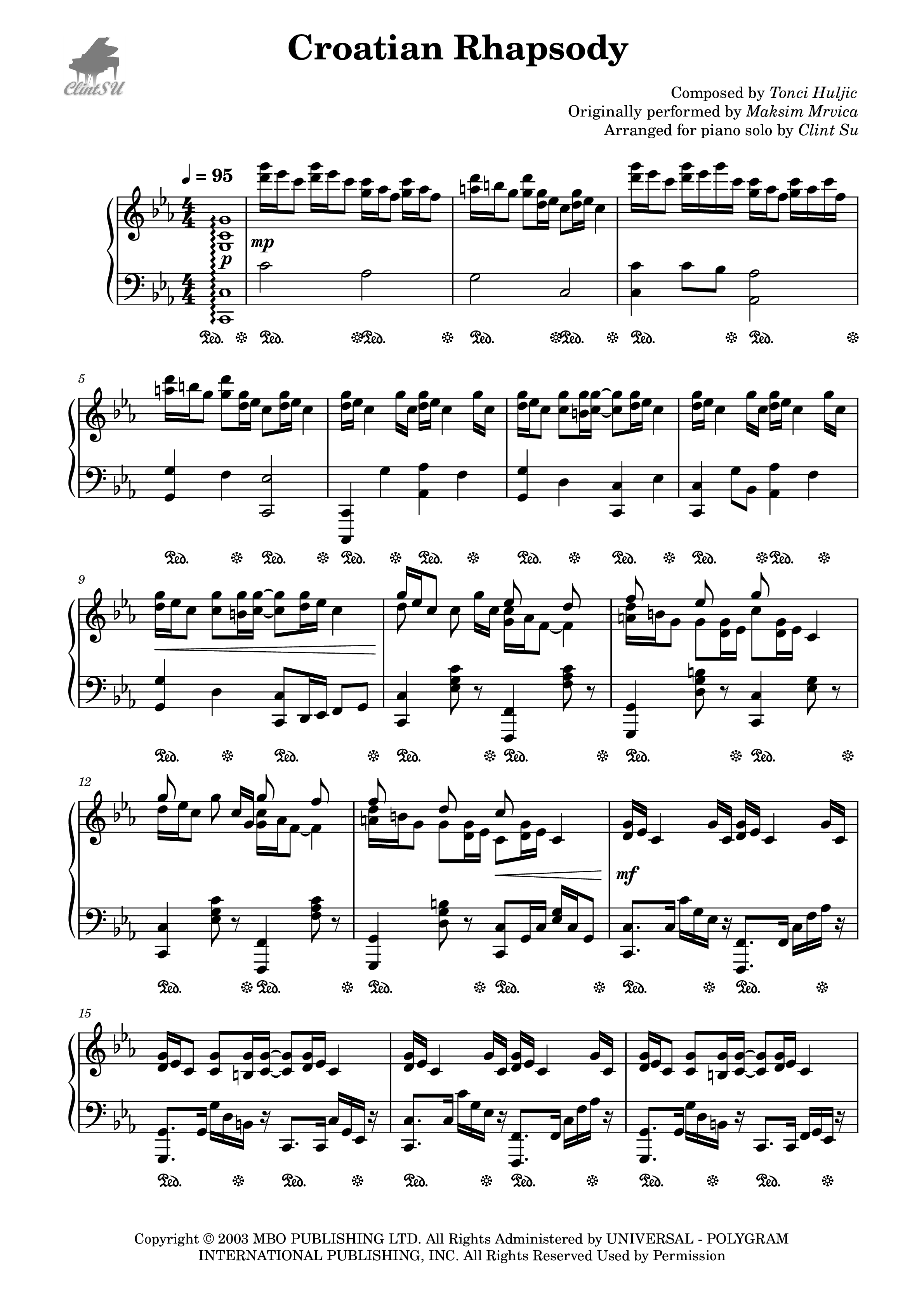 Play Official version of Croatian Rhapsody Sheet Music by Tonči Huljić ...