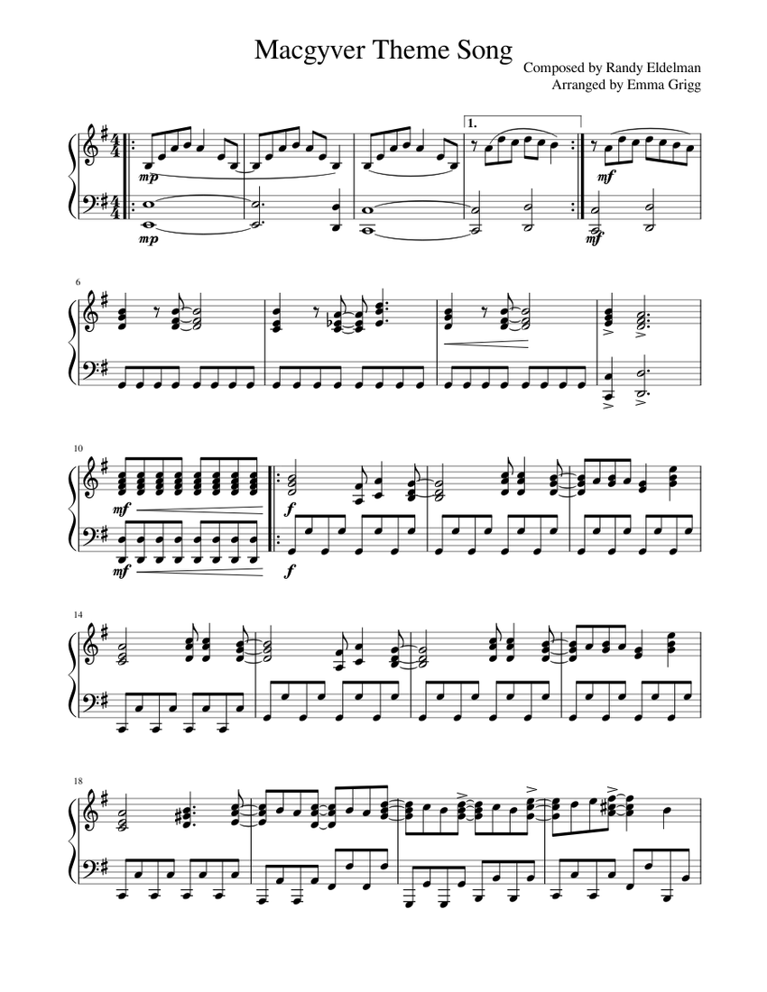 Macgyver Theme Song Sheet music for Piano (Solo) | Musescore.com
