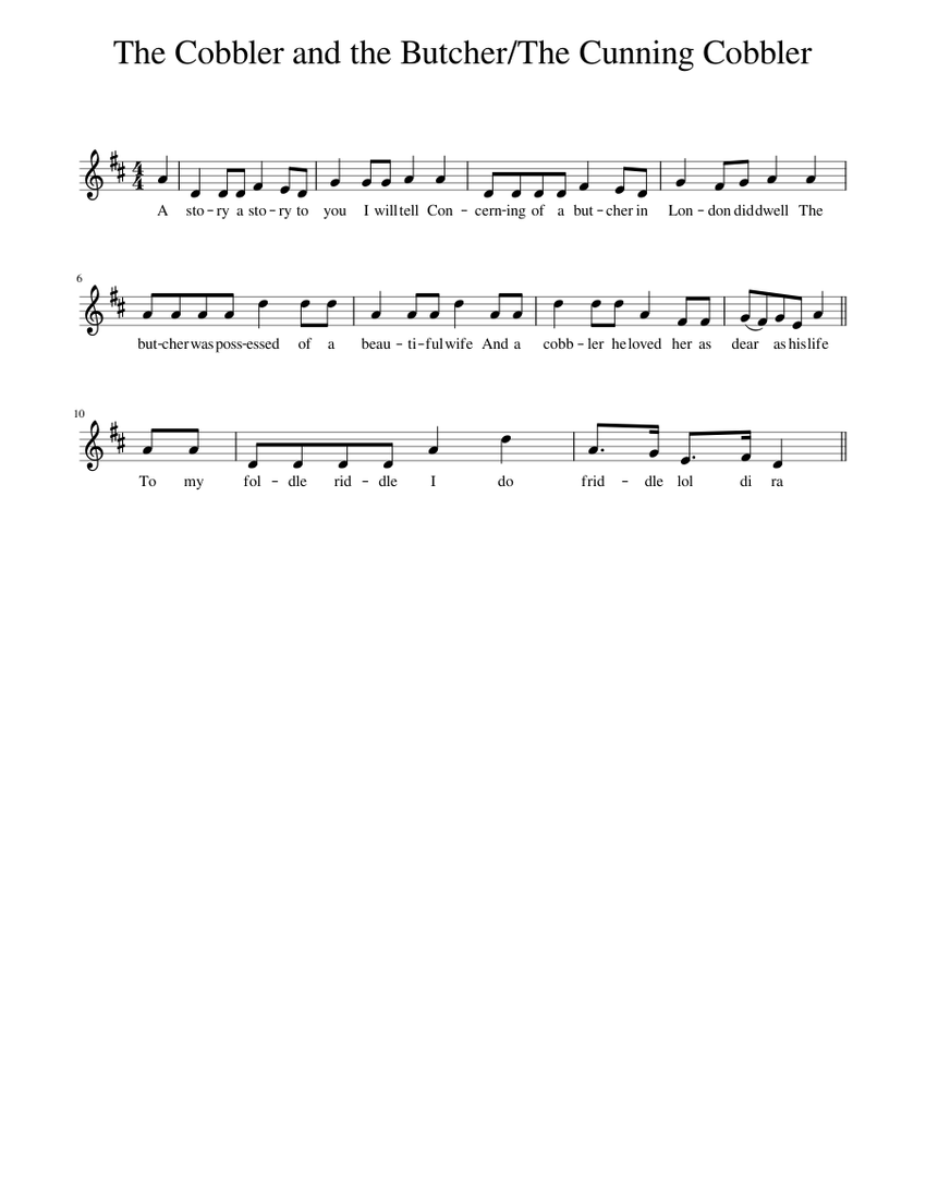 The Cobbler and the Butcher/The Cunning Cobbler Sheet music for Piano ...