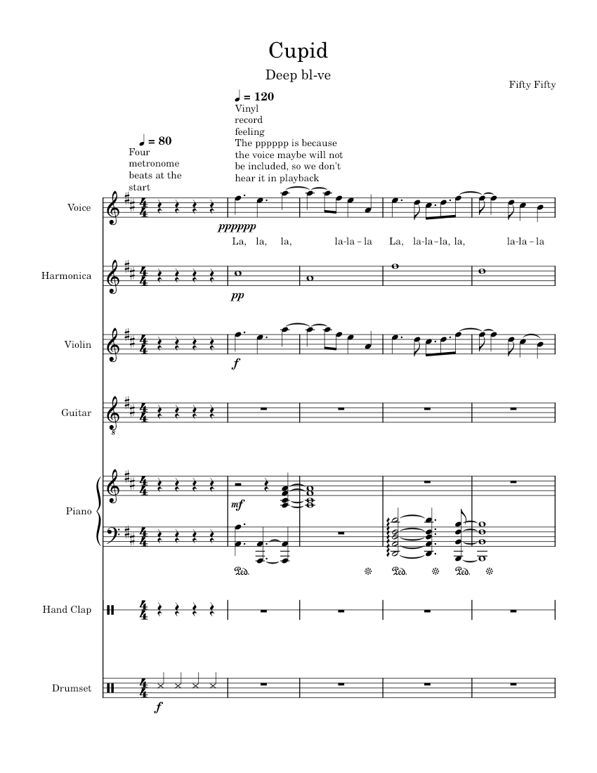 Cupid – FIFTY FIFTY Cupid Sheet Music for Piano, Violin, Guitar, Drum ...