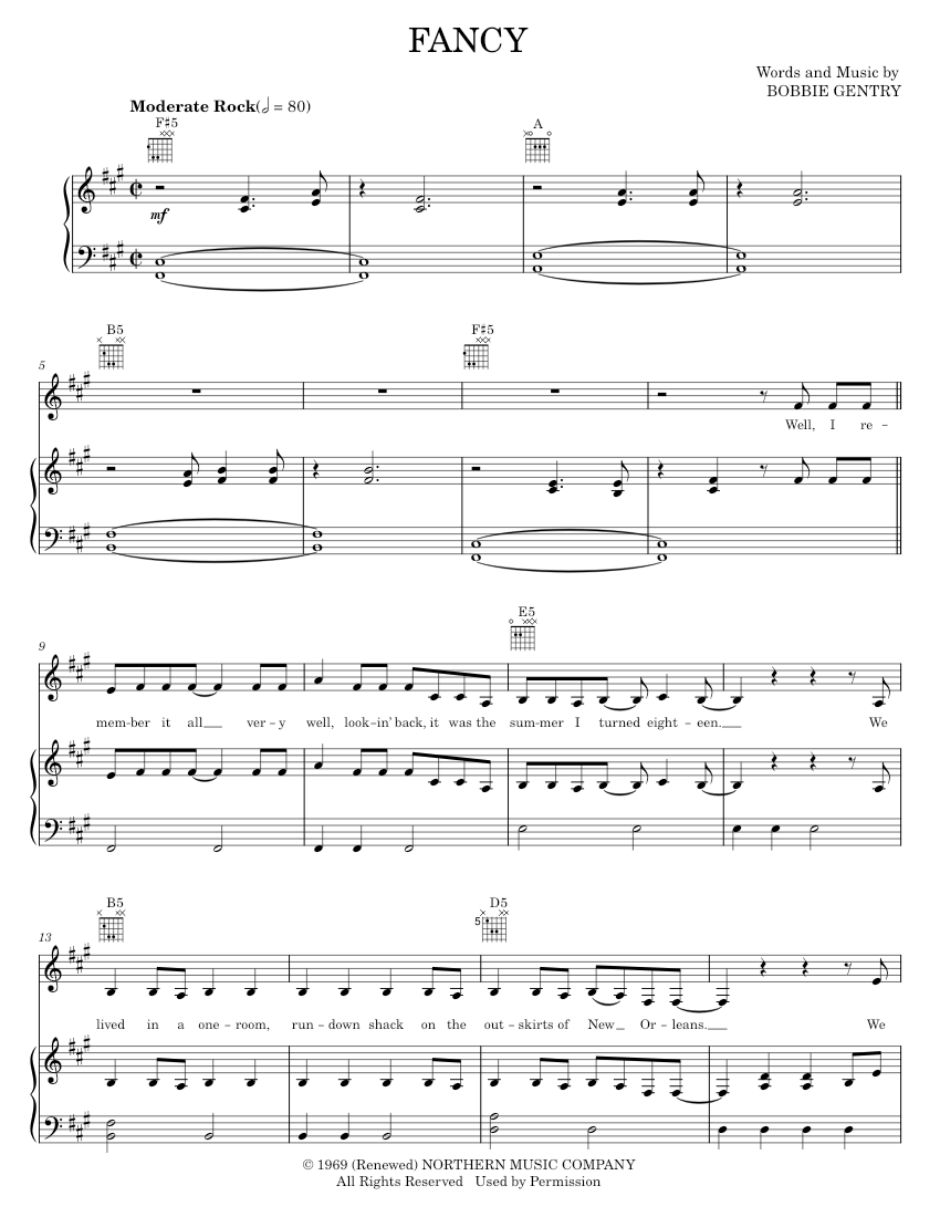 fancy Sheet music for Piano, Vocals by Reba McEntire: Music Notes by ...