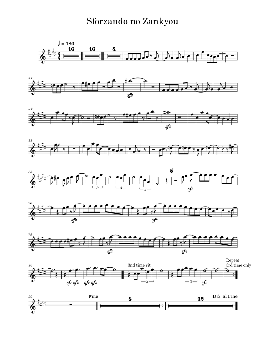 Sforzando no Zankyou Sheet music for Saxophone alto (Solo) | Musescore.com