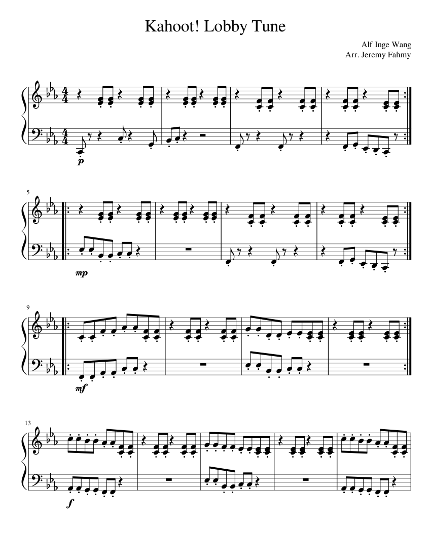 Kahoot! Lobby Tune Sheet music for Piano (Solo) Easy | Musescore.com