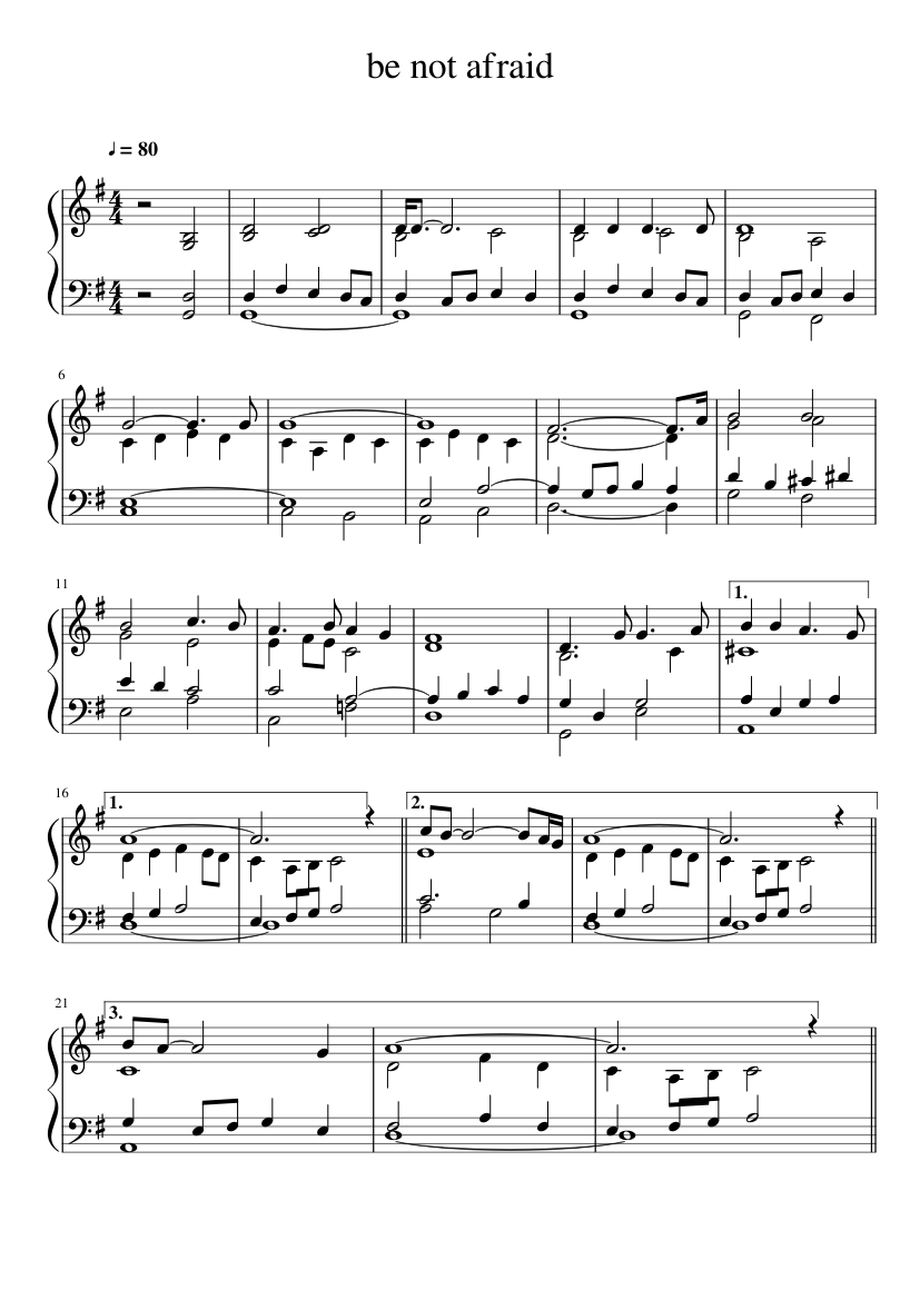 be not afraid Sheet music for Piano (Solo) Easy | Musescore.com