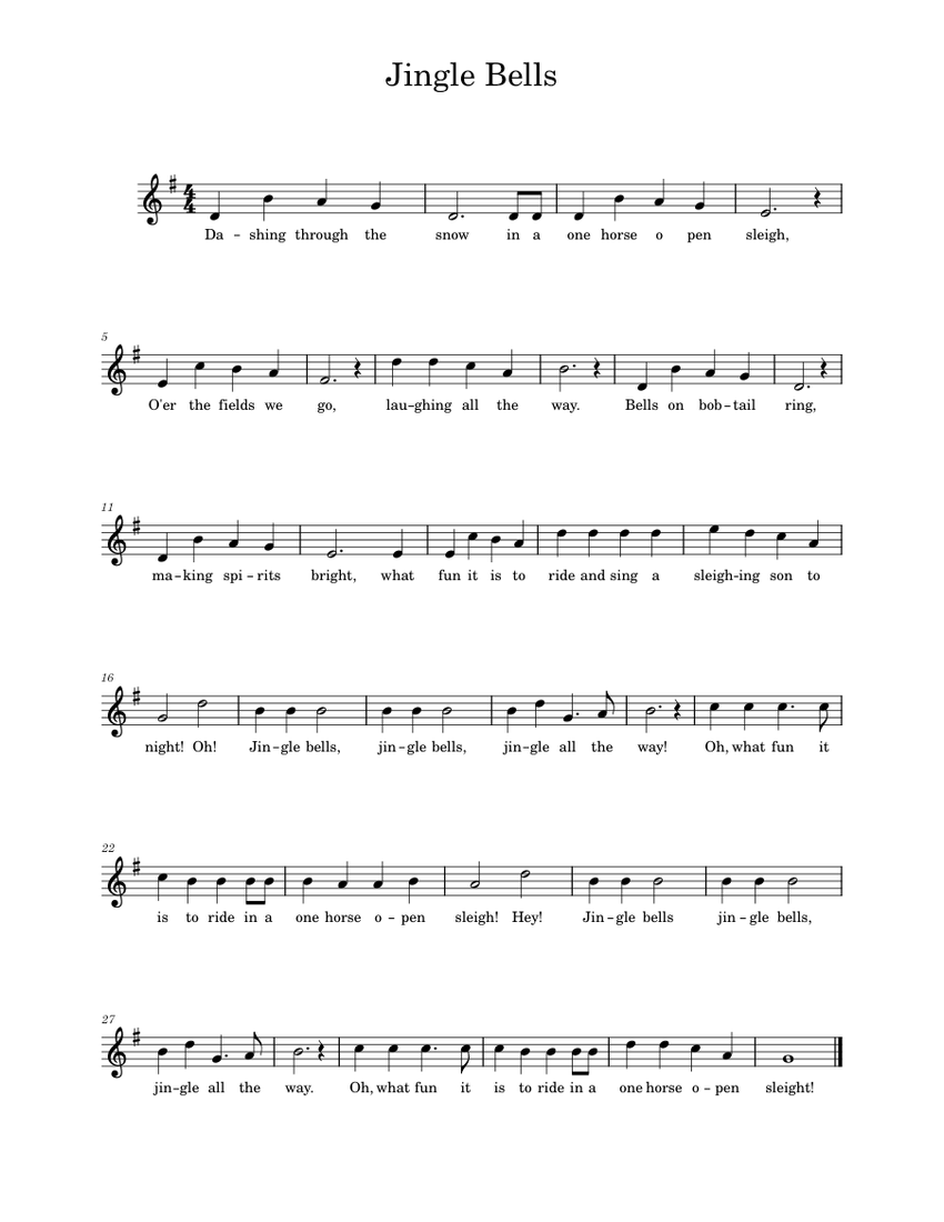 Jingle Bells Sheet music for Piano (Solo) Easy | Musescore.com