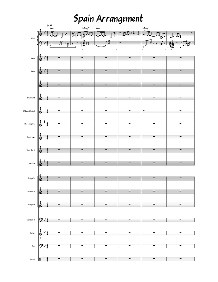Spain – Chick Corea Spain Arrangement Sheet music for Piano, Trombone ...