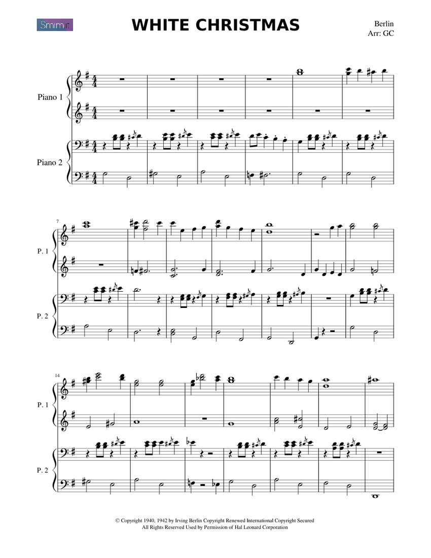 White Christmas Sheet music for Piano (Piano Four Hand) | Musescore.com