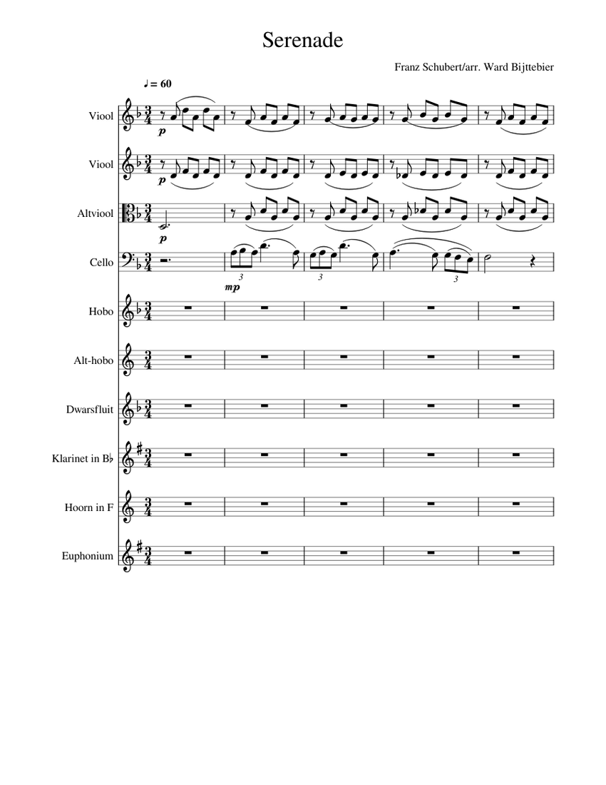 Serenade Sheet music for Euphonium, Flute, Oboe, Clarinet in b-flat ...
