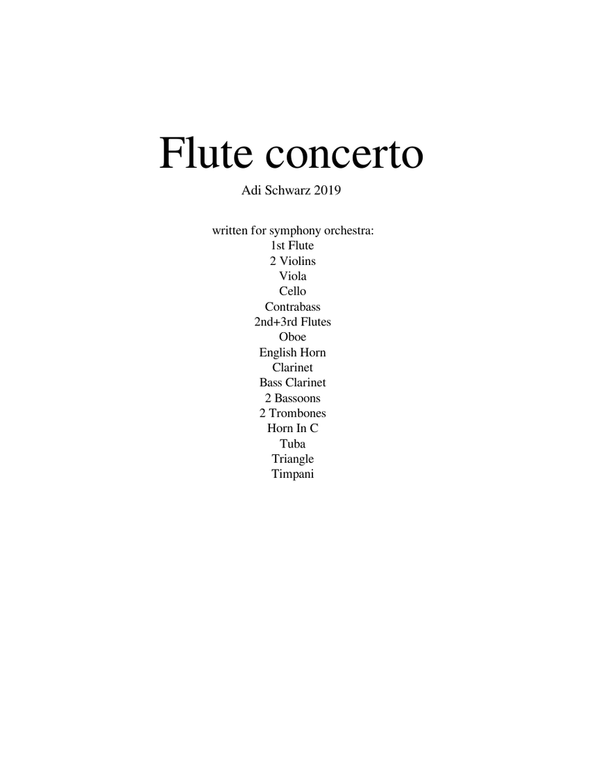 Flute concerto in C# minor By Adi Schwarz Sheet music for Tuba, Oboe ...