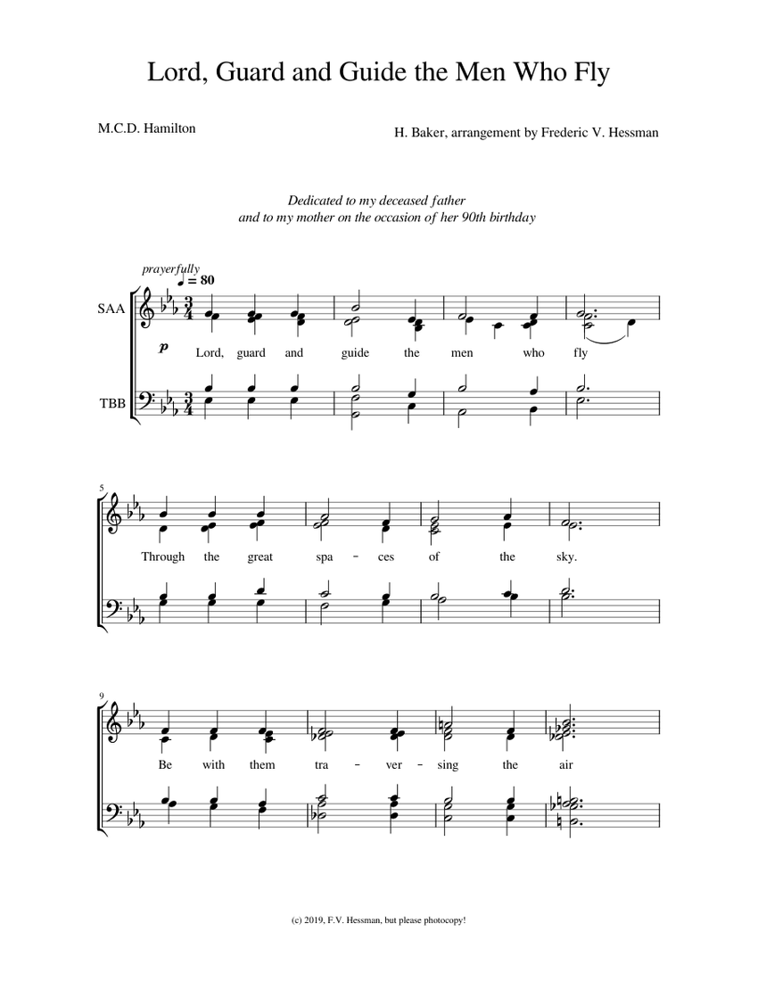 Lord, Guard and Guide the Men Who Fly – Mary C. D. Hamilton Sheet music ...