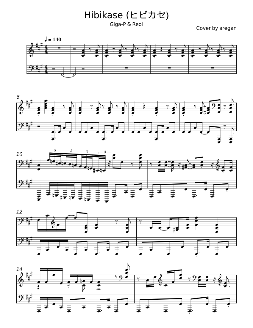 Hibikase - Giga-P Sheet Music for Piano (Piano Duo) | MuseScore.com