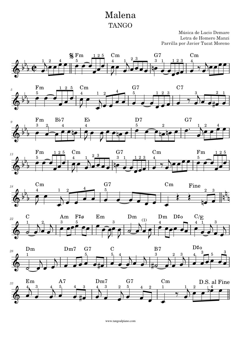Malena - Tango Sheet music for Piano (Solo) Easy | Musescore.com