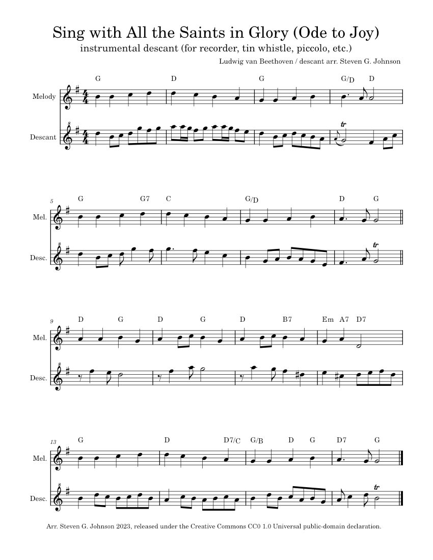 Sing with All the Saints in Glory (Ode to Joy) – Beethoven ...