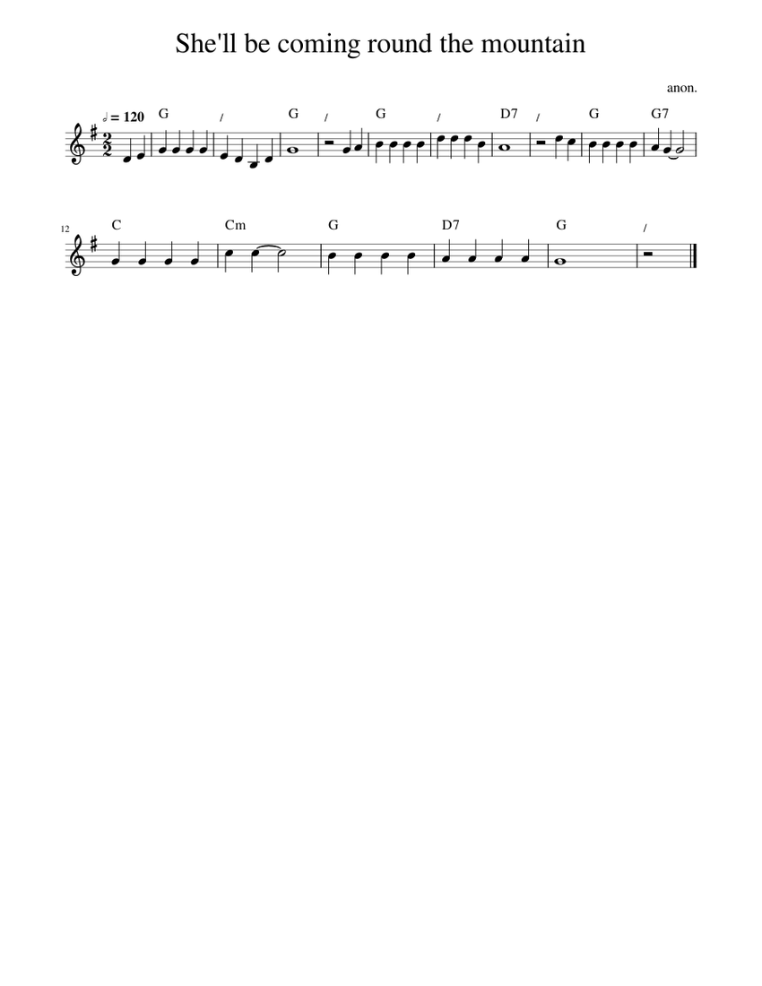 She'll be coming round the mountain Sheet music for Piano (Solo) Easy ...