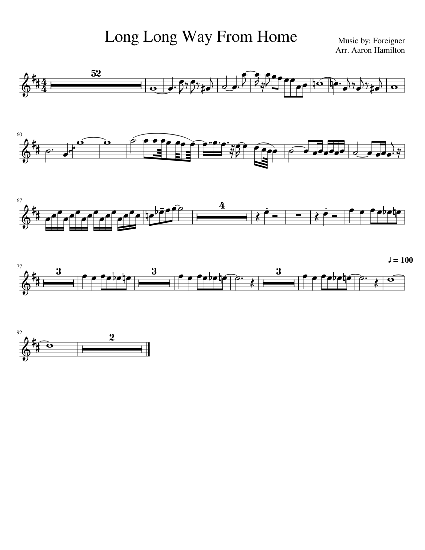Long Long Way From Home Sheet music for Saxophone tenor (Solo ...