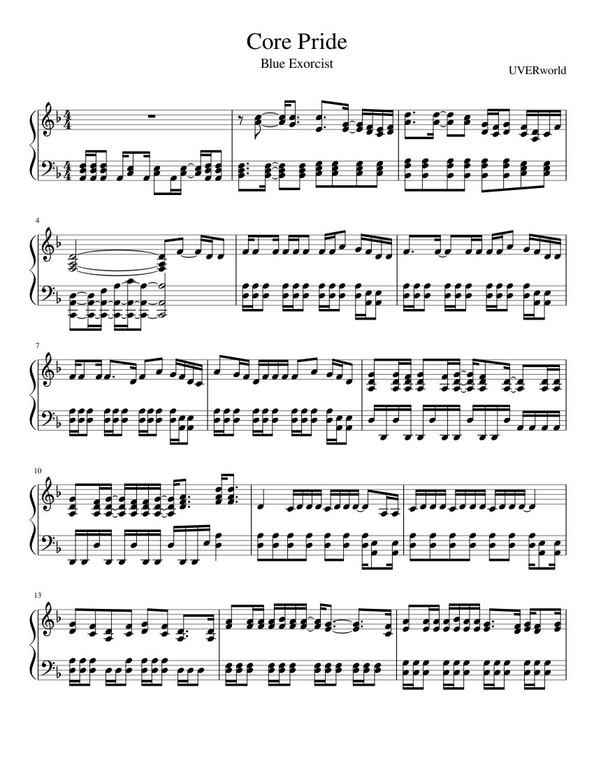 Core Pride-Blue Exorcist Sheet music for Piano (Solo) | Musescore.com